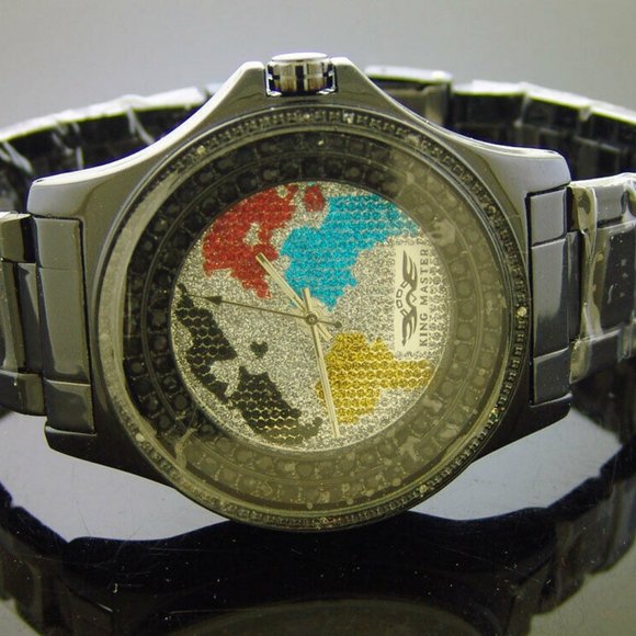 King master | Accessories | King Master Mens Round 2 Diamonds 5mm Black ...